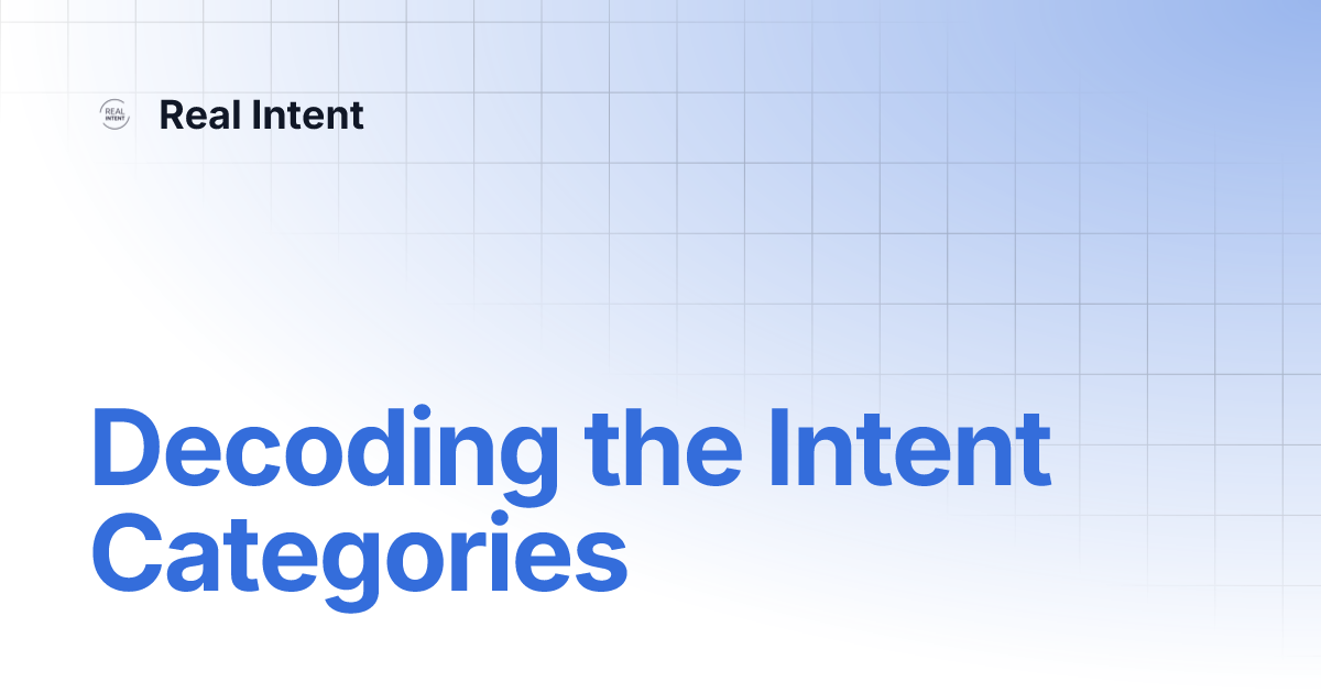 Decoding the Intent Categories | Real Intent