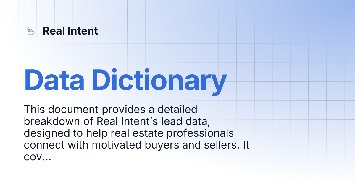 Data Dictionary | Real Intent
